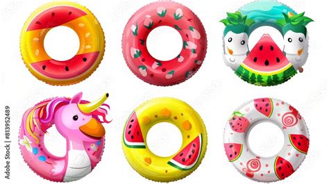 The Cartoon Illustration Contains An Inflatable Rubber Swim Ring An