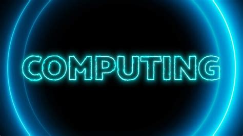 Premium Photo Neon Blue Circles With Word Computing Glowing On A Dark