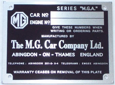 Chassis Plate Mga 55 62 British Classic Spare Parts
