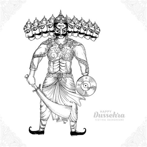 Happy Dussehra Celebration Ravan With Hand Draw Sketch Design 11588167 Vector Art At Vecteezy