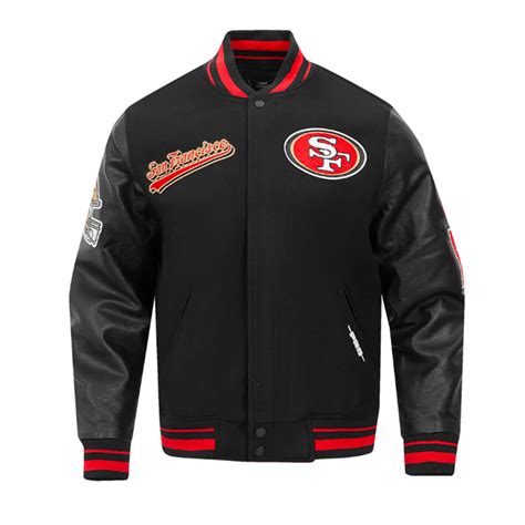 Black Nfl Script Tail Rib Classic San Francisco 49ers Varsity Jacket