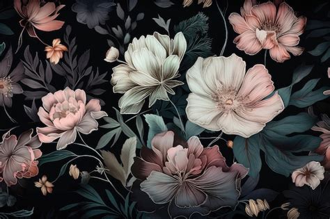 Dark Pastel Floral Background