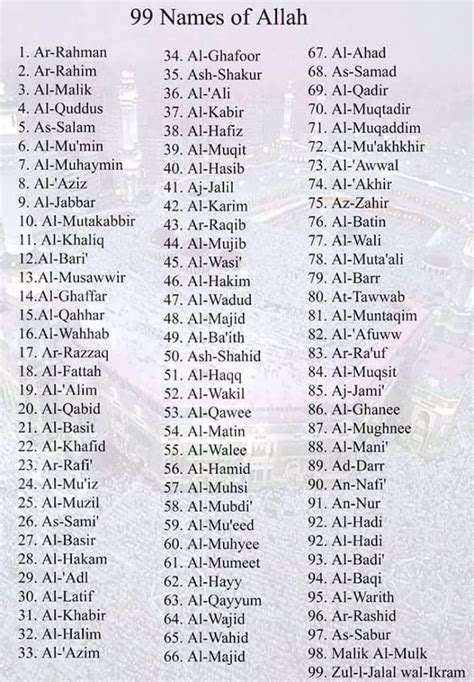 99 Names Of Allah Meaning And Benefits Bytkck