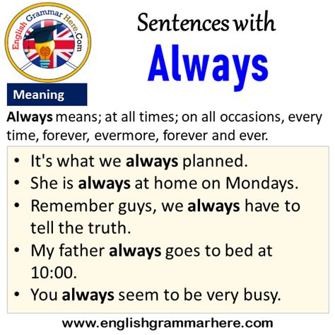 Sentences With Always Always In A Sentence And Meaning English