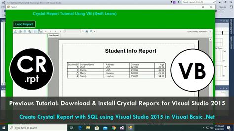 VB Net How To Create Crystal Report In Visual Studio Step By Step Using Vb Swift Learn