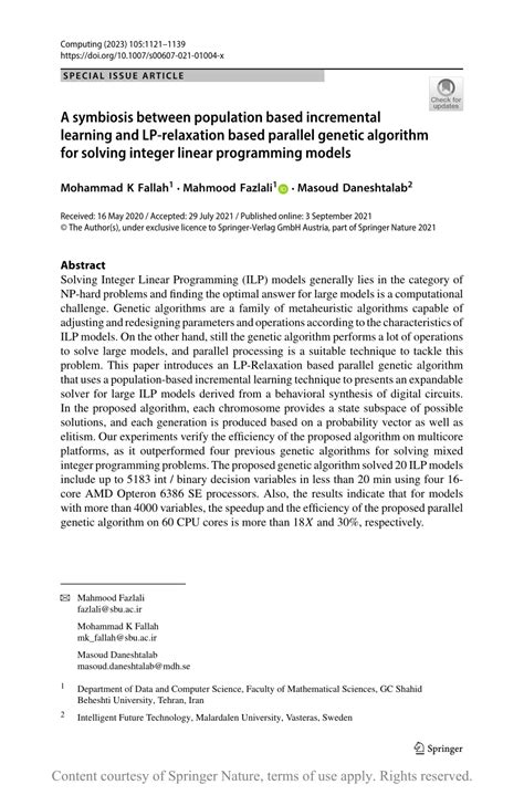 A Symbiosis Between Population Based Incremental Learning And Lp Relaxation Based Parallel