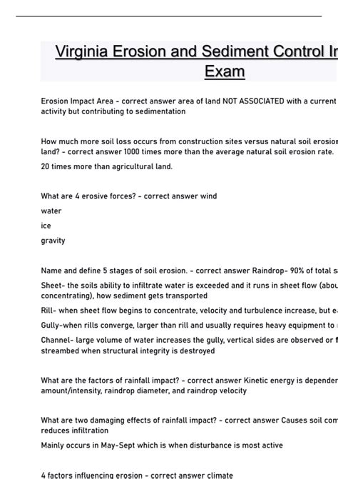 Virginia Erosion And Sediment Control Inspector Exam Questions And