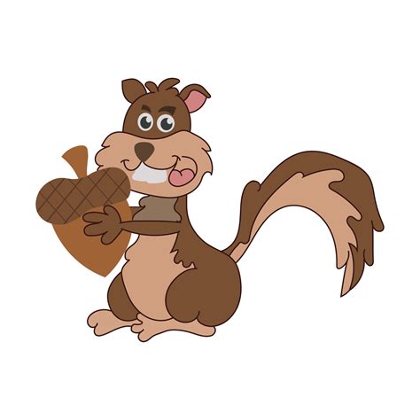 Vector Illustration Cartoon Squirrel Holding Acorn 8216008 Vector Art
