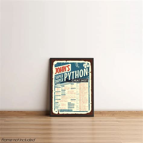 Python Cheat Sheet Poster Python Wall Art Customized Etsy Uk