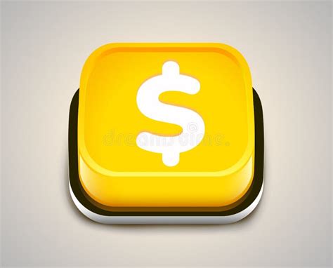 3d Yellow Button With Dollar Sign Stock Vector Illustration Of
