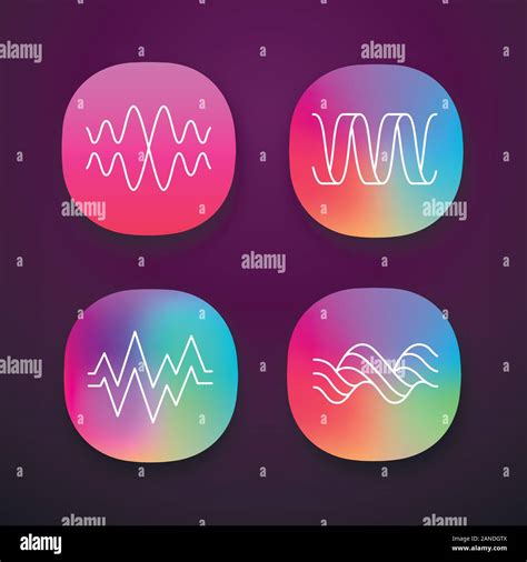 Sound Waves App Icons Set Audio Waves Music Frequency Voice Line