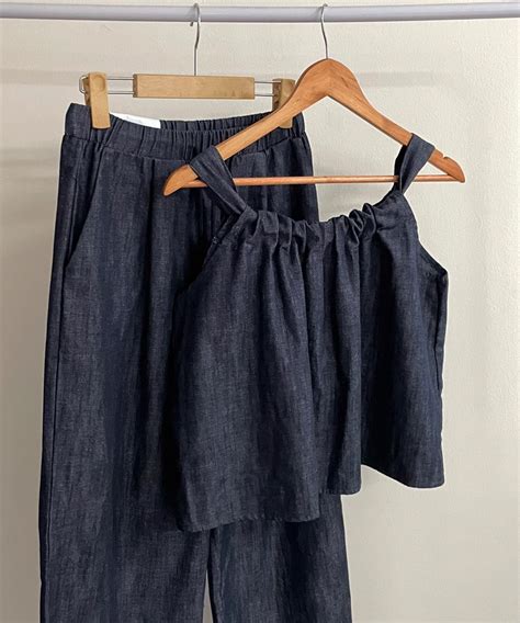 브이루아 Made 💖시즌오프클리어런스 만렙👍고퀄★디브 오버핏 밴딩 데님 투피스세트★ 블라우스팬츠 레이어드봄여름진청크롭나시데님팬츠청팬츠오버핏와이드