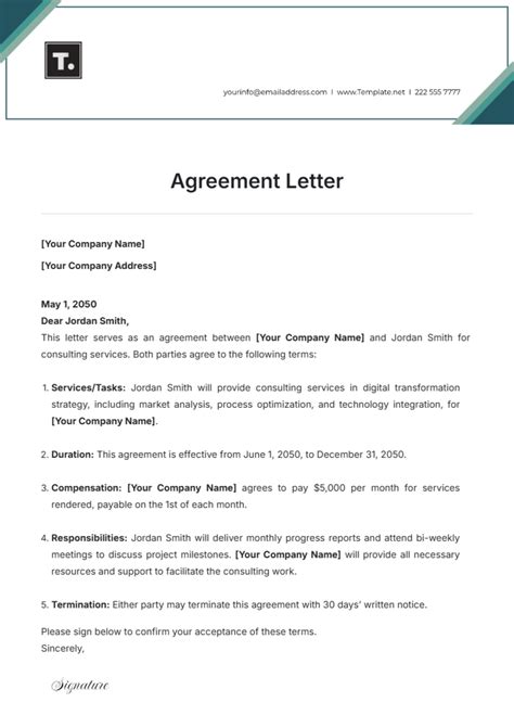 Agreement Letter Job Offer And Employment Contract