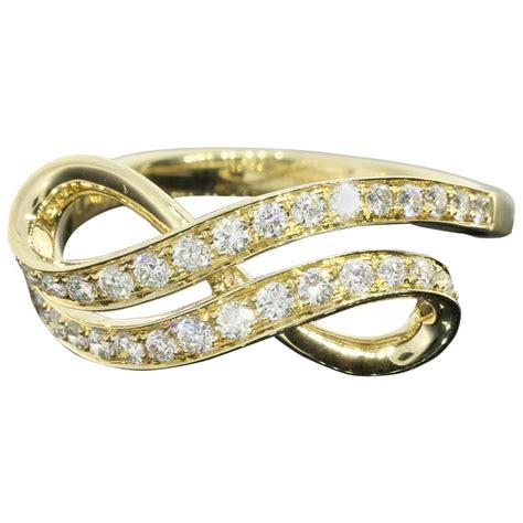 Diamond Gold Bypass Swirl Ring At 1stdibs