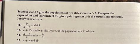Solved Suppose A And B Give The Populations Of Two States