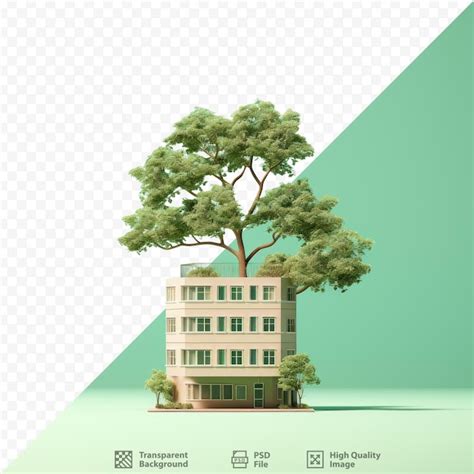 Árbol En Edificio Con Color Verde Archivo Psd Premium