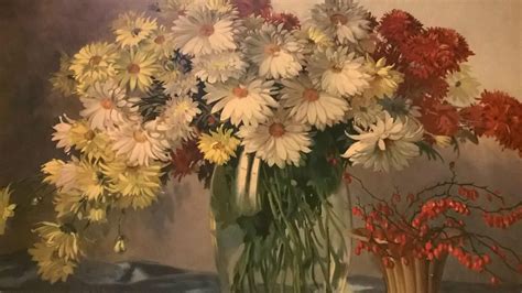 L Jambor Print Rare Still Life Of Chrysanthemum Bouquet Mums Flowers