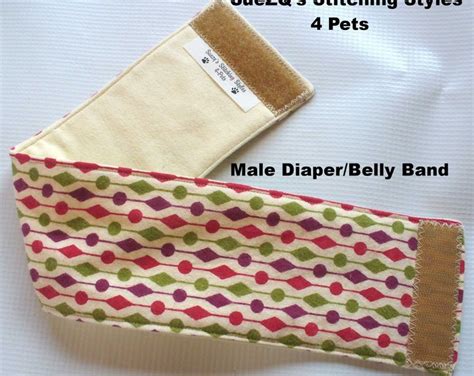 Male Dog Diaper Custom Sized Wrap Belly Band Wrappers In Geometric