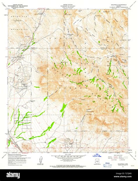 Usgs Topo Map Arizona Az Goldfield 311506 1956 24000 Restoration Stock