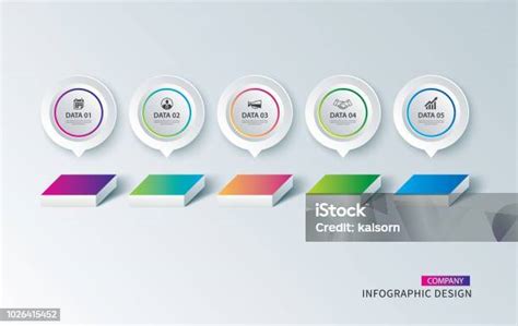 인포 그래픽 5 데이터 템플릿 사용 하 여 사각형 종이 상자 벡터 일러스트 레이 션 추상적인 배경입니다 워크플로 레이아웃 사업 단계 태그 배너 웹 디자인에 사용할 수