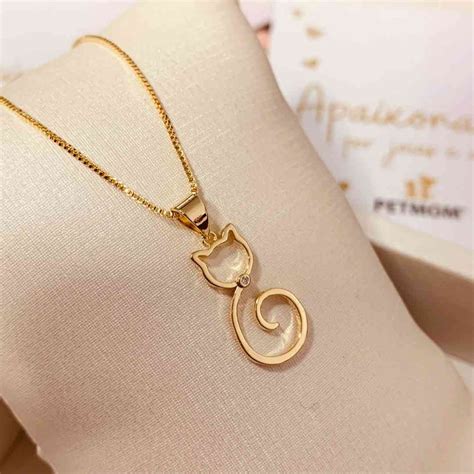 Pingente Gato Silhueta Com Zircônia Folheado Em Ouro 18kpingentespetmom