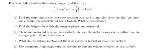 solved exercise 3 6 consider the surface implicitly defined