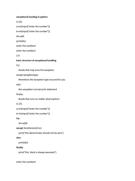 Exceptional Handing In Python Pdf Python Programming Language Software Development
