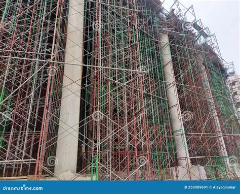 Falsework Work At The Construction Site It Consists Of Temporary Structures Used In