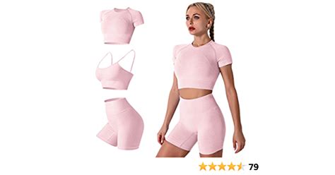Womens Yoga Workout Outfits 3 Piece Sets Seamless High Waist Running