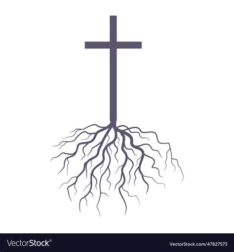 Christian Cross With Roots Christianity Concept Vector Image