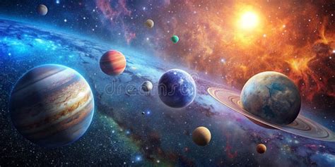 Planet And Spaceplanets And Cosmic Bodies Floating In The Vastness Of Space Creative Ai Stock