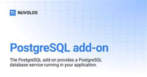 Postgresql Add On Nuvolos