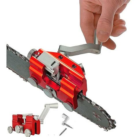 Portable Manual Chain Sharpener For Crank Chainsaw Sharpening Red