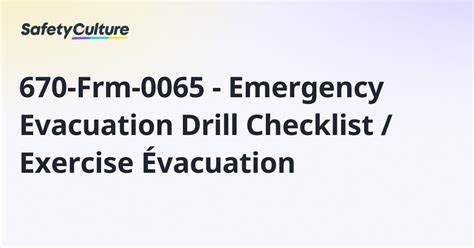 670 Frm 0065 Emergency Evacuation Drill Checklist Exercise
