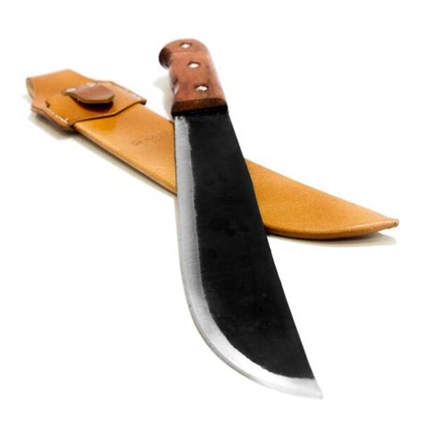 Facão Pantaneiro 12 Polegadas Cabo De Madeira E Bainha De Couro
