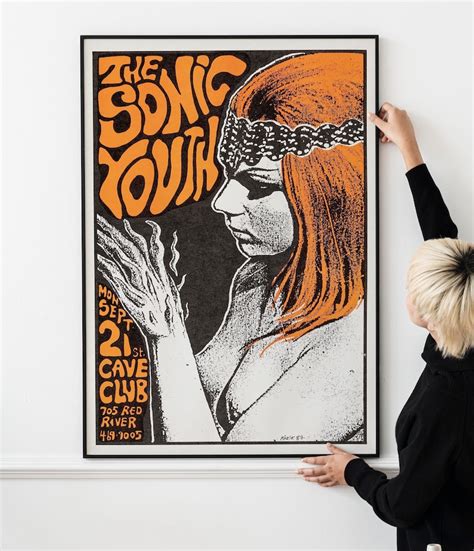 Sonic Youth 1987 The Cave Club Vintage Concert Poster Printable