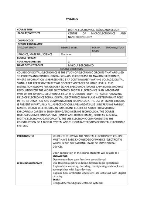 digital logic circuits syllabus pdf circuit diagram