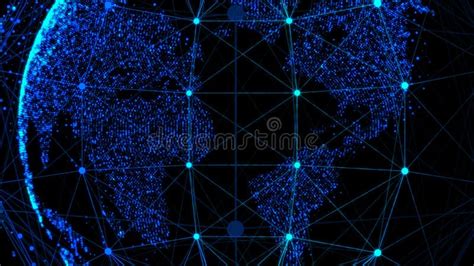 3d Wireframe Globe Made Of Dots On A Black Background Tech Background
