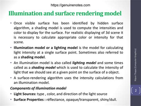 UNIT Illumination Models And Surface Rendering Methods Pdf D Graphics Computer Software