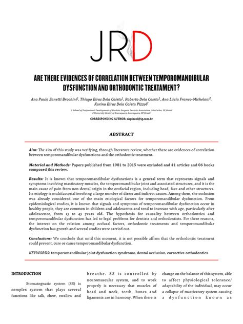 Are There Evidences Of Correlation Between Temporomandibular Dysfunction And Orthodontic