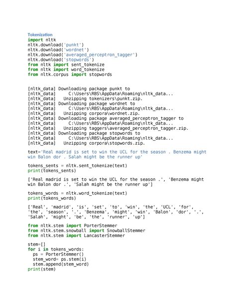 Dsbda Lab 7 Tokenization Import Nltk Nltkpunkt Nltkwordnet
