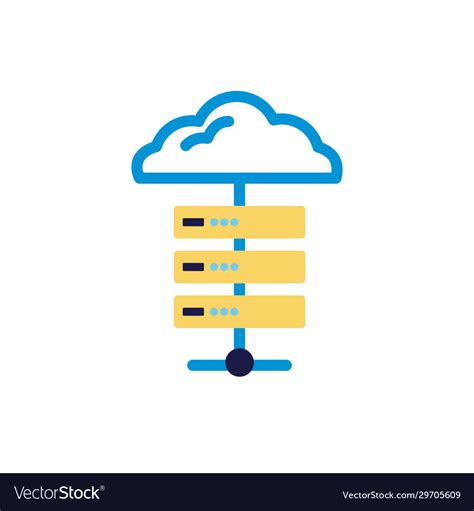 Cloud Computing With Server Lineal Color Style Vector Image