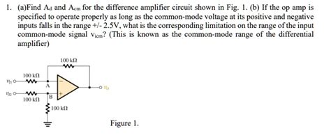 Afind Ad And Acm For The Difference Amplifier Circuit Shown In Fig B If