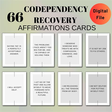 Codependency Healing Affirmation Cards 60 Codependency Recovery Affirmations Ho Will Help