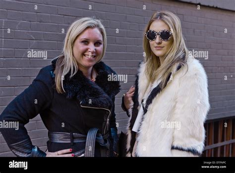 Katie Hammill And Rachel Dickhute Posing On The Street During New York Fashion Week Feb 7