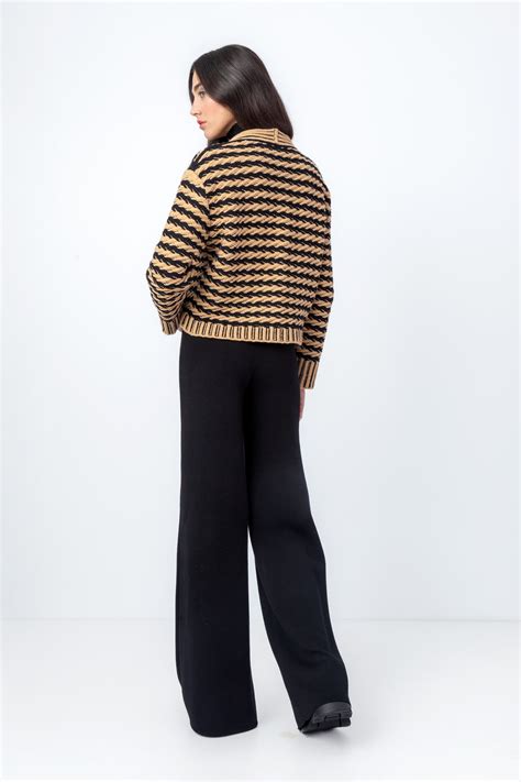 Knitted Jacket Structure Pattern Black Knitted Jackets Ivko Woman