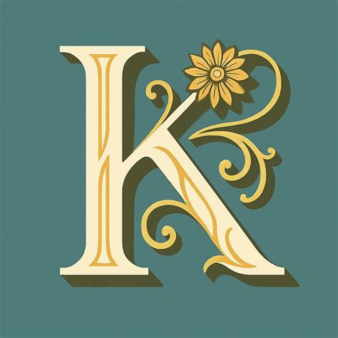 Desert Inspired Golden K Monogram With Natural Elements Design Monogram Playground