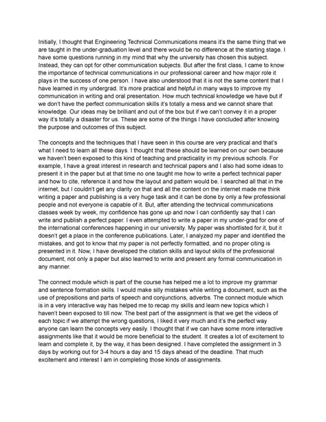 Importance Of Engineering Technical Communications Opinion Essay Initially I Thought That