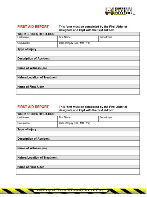 Ist First Aid Report Pdf