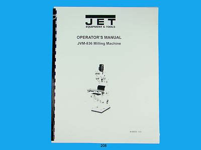 Jet Jtm 1055 Vertical Milling Machine Operator And Parts List Manual 209